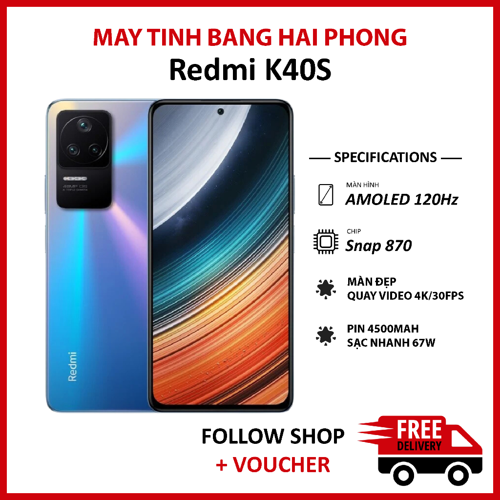 Điện thoại Xiaomi Redmi K40s rom quốc tế RAM 12/256GB chip Snapdragon 870 5G màn 120Hz pin 4500 ...