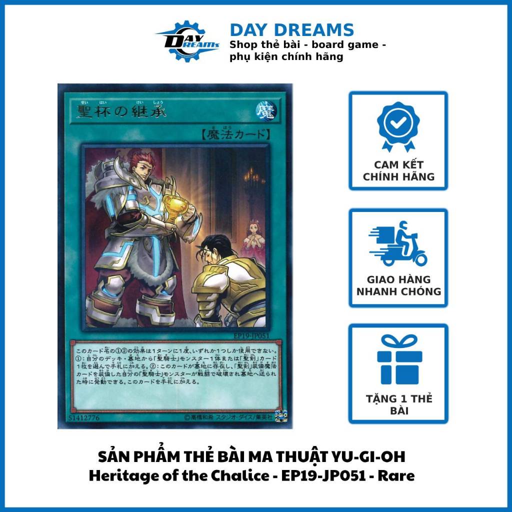 THẺ BÀI YUGIOH CHÍNH HÃNG: Heritage of the Chalice - EP19-JP051 - Rare | Shopee Việt Nam