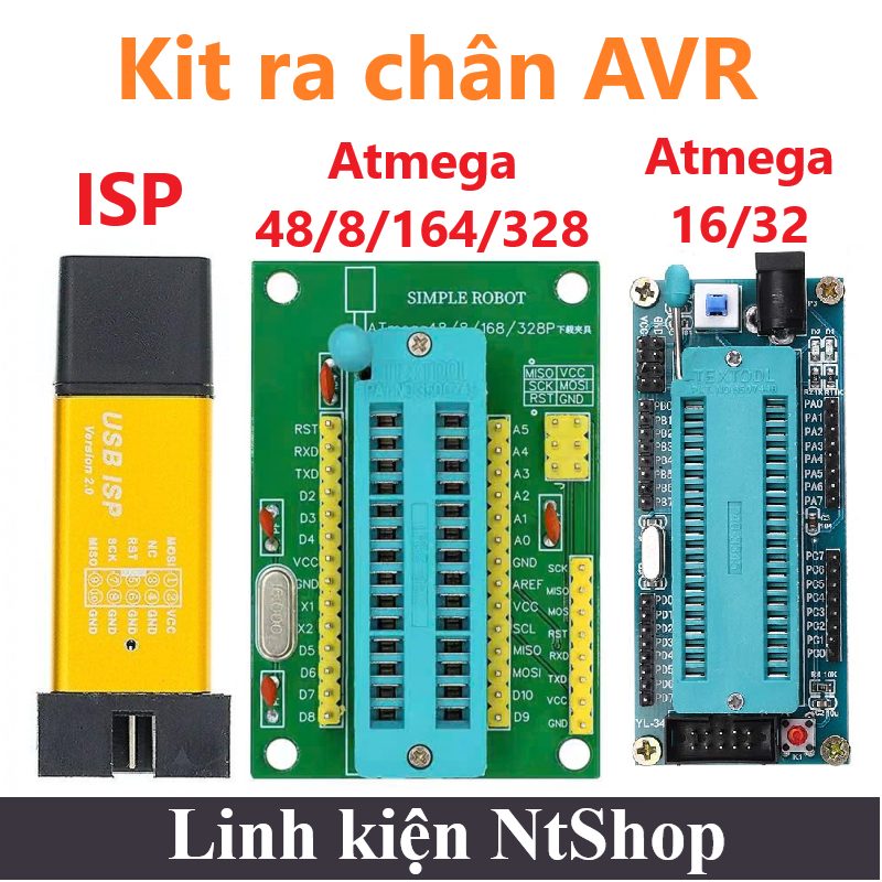 Kit ra chân / Kit nạp Atmega8 / Atmega328 / Atmega16 / Atmega32 / Atmega48 Kít phát triển AVR ...