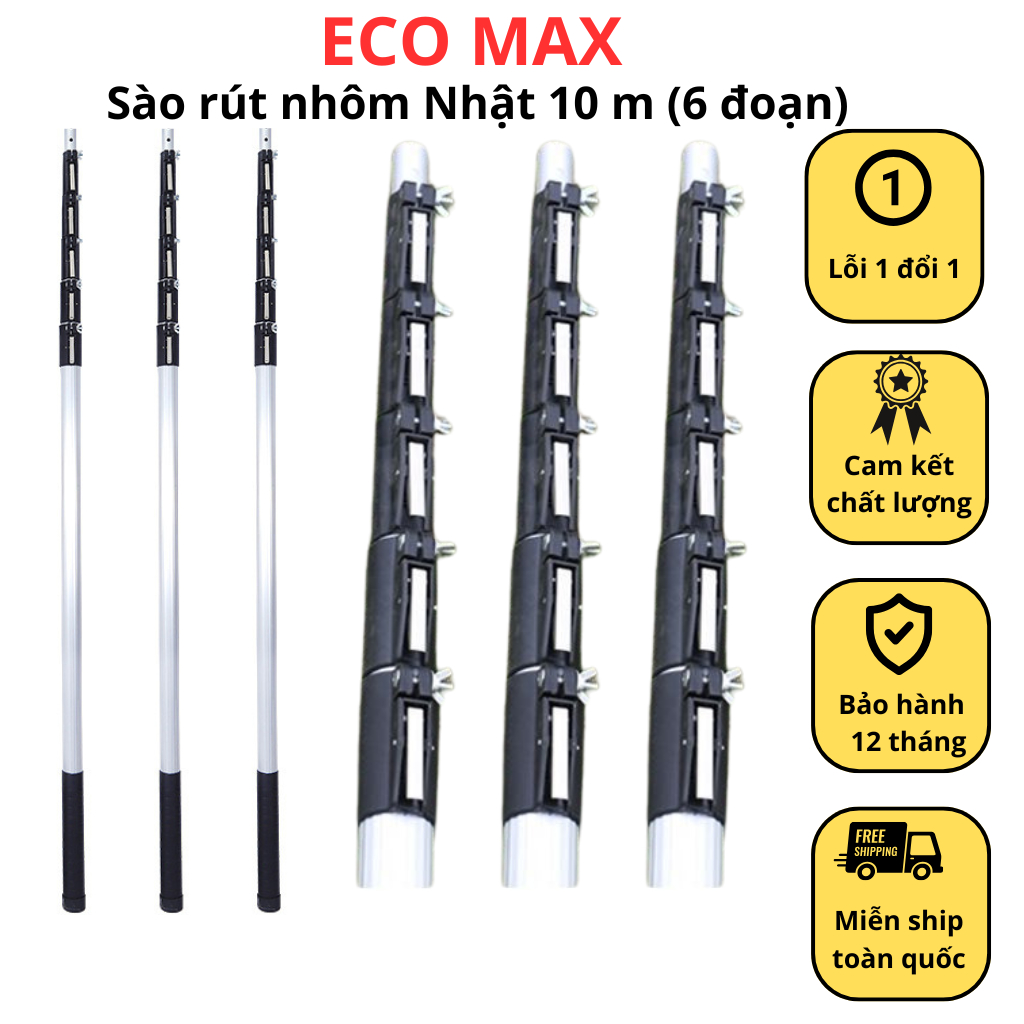 Sào Rút Nhôm, Thân Hợp Kim Nhôm, Thu Gọn 2.0m, Dài 10m(6 đoạn), SAO10 | Shopee Việt Nam