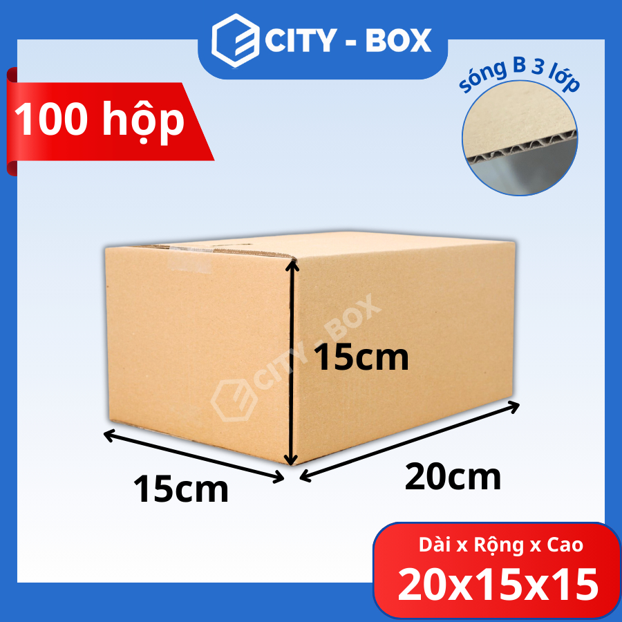 (100 hộp) 20x15x15 hộp carton đóng hàng - 20x15x15 hộp đóng hàng ...