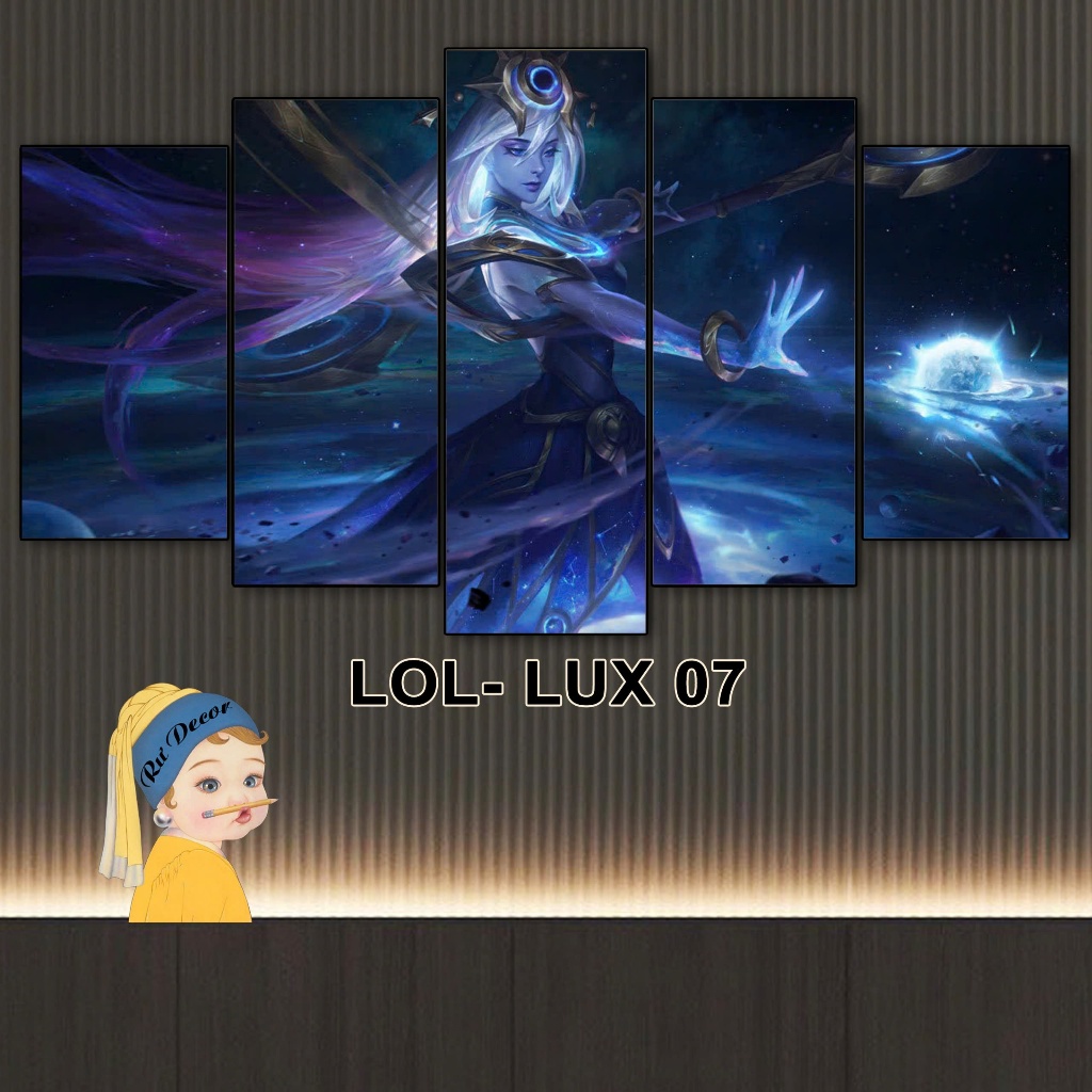 Tranh LOL Liên Minh Huyền Thoại - Tướng LUX Bộ Ghép 5 Tấm Tranh Dán ...
