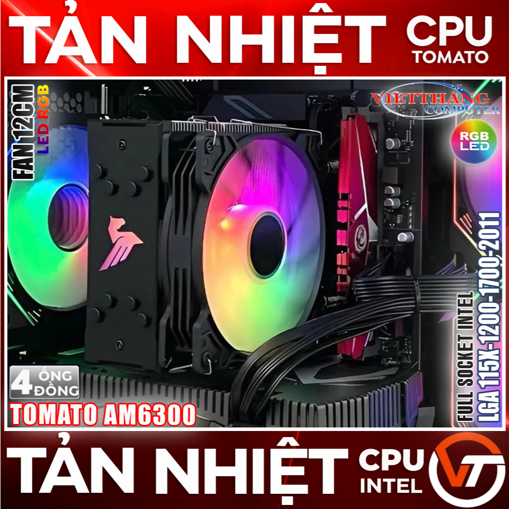 Tản nhiệt khí CPU Tomato AM6300 4P1F 4 Ống Đồng 1 Fan 12cm Led RGB Full ...
