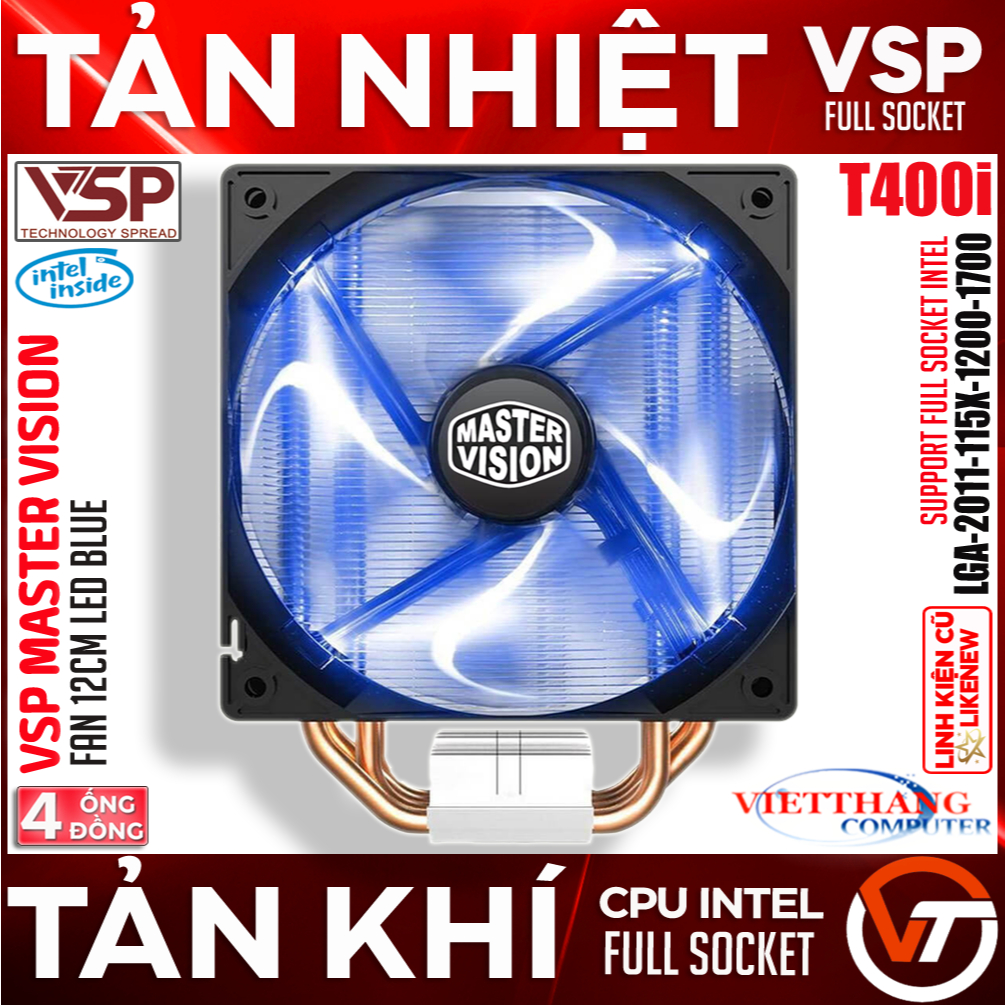 Tản nhiệt khí CPU VSP T400i 4 Ống Đồng 1 Fan 12cm Led Blue Full Socket ...