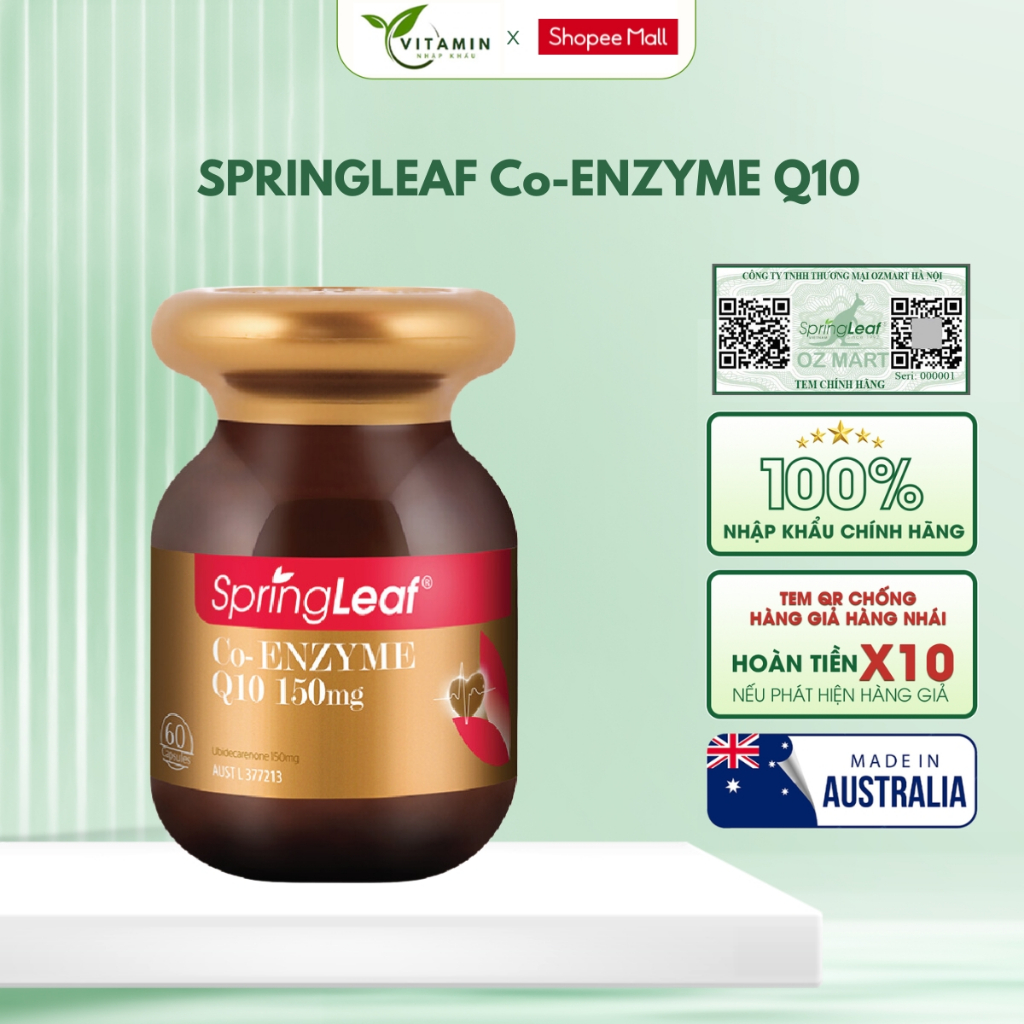 Bổ tim Springleaf Co-ENZYME Q10 150mg hỗ trợ tim mạch và tăng cường năng lượng 60 viên | Shopee ...