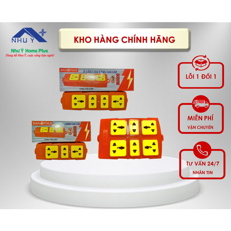 Ổ chịu tải 8000W, Ổ cắm điện lõi sứ chống cháy SANOMAX 8000W siêu chịu ...