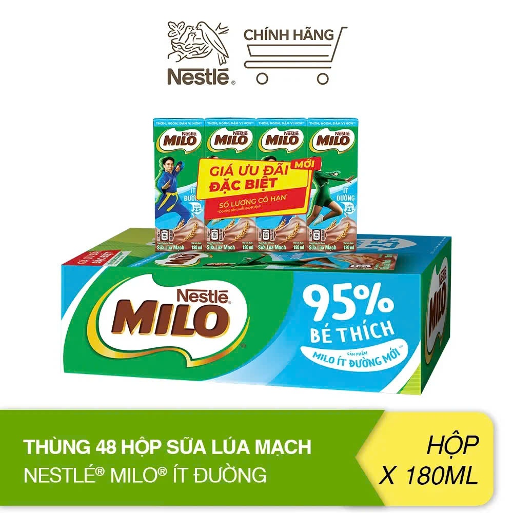 Thùng 48 Hộp Thức Uống Lúa Mạch Uống Liền Nestle Milo ít đường - 48 Hộp ...