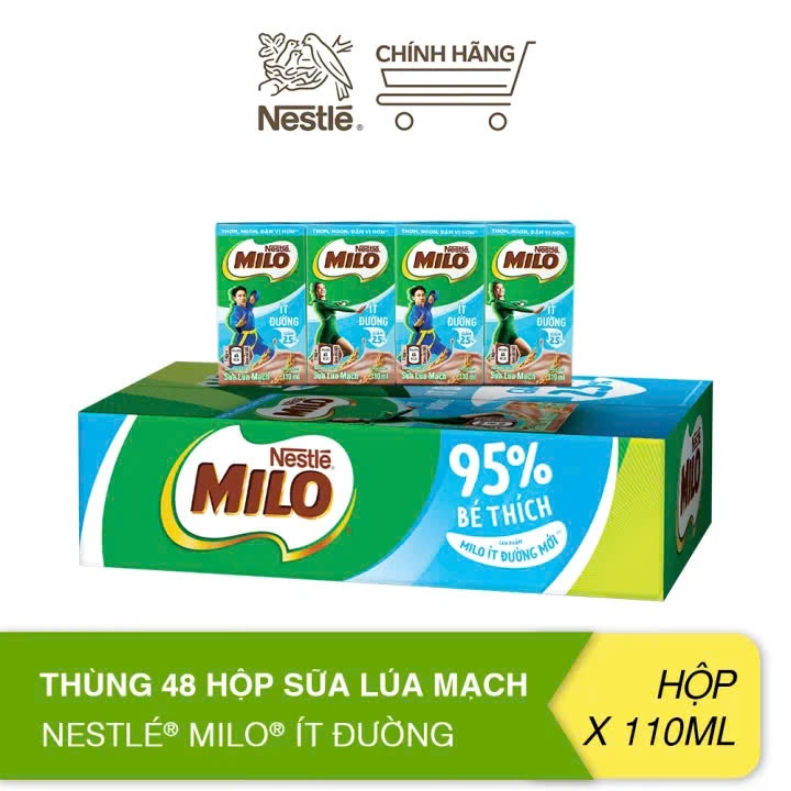 Thùng 48 Hộp Thức Uống Lúa Mạch Uống Liền Nestle Milo Ít Đường - 48 Hộp ...