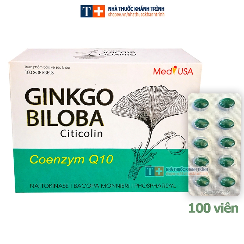 (hộp 100 viên) Viên uống bổ não GINKGO BILOBA Citicolin Coenzym Q10 ...