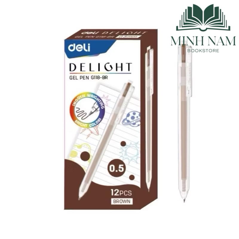 [ 1 CÂY ] Bút gel Deli EG118 viết gel pen màu nâu DELI G118 | Shopee ...