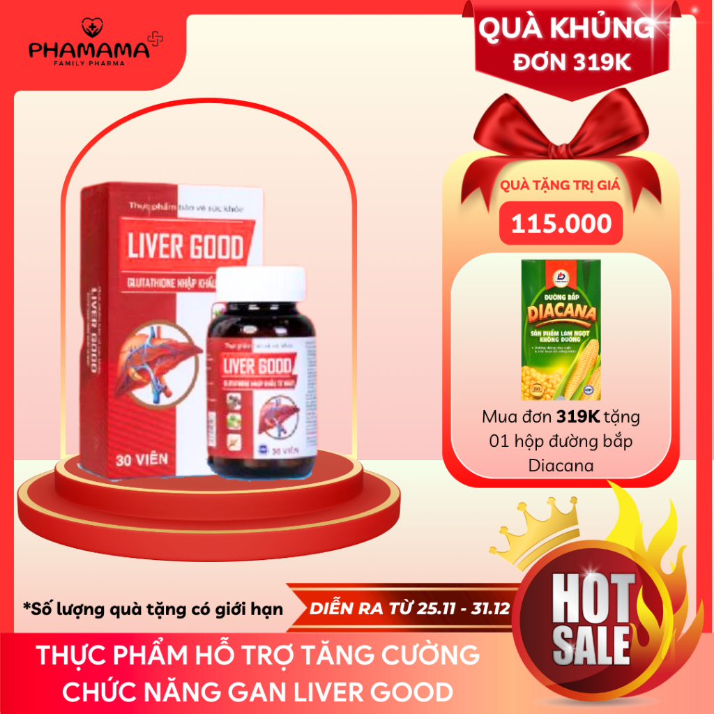 Viên uống giải độc gan Liver Good giúp thanh nhiệt mát gan, tăng cường chức năng gan (hộp 30 ...