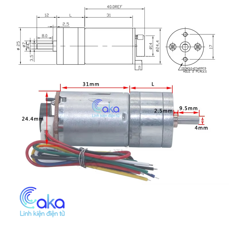 JGA25-370 DC Động cơ giảm tốc Encoder 280rpm 12V | Shopee Việt Nam
