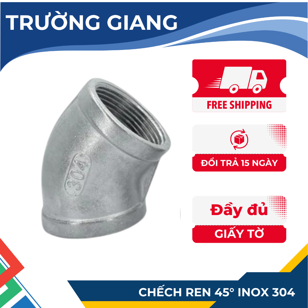 CHẾCH ren 45 ĐỘ MTAi INOX 304 DN32 - DN50 | Shopee Việt Nam