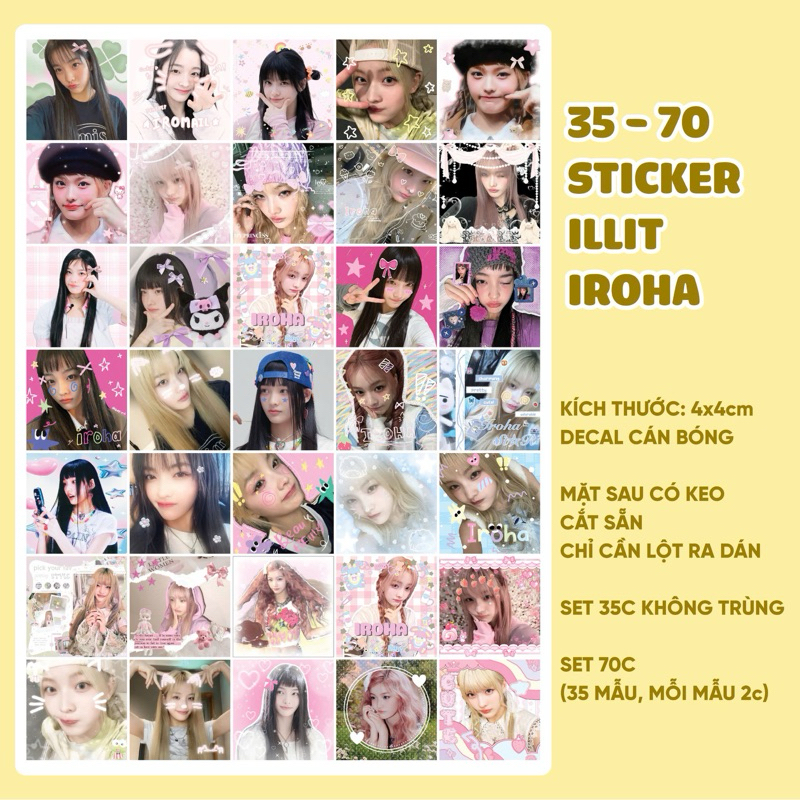 SET 35 Sticker niêm phong ILLIT IROHA • Hình dán ILLIT IROHA kích thước ...