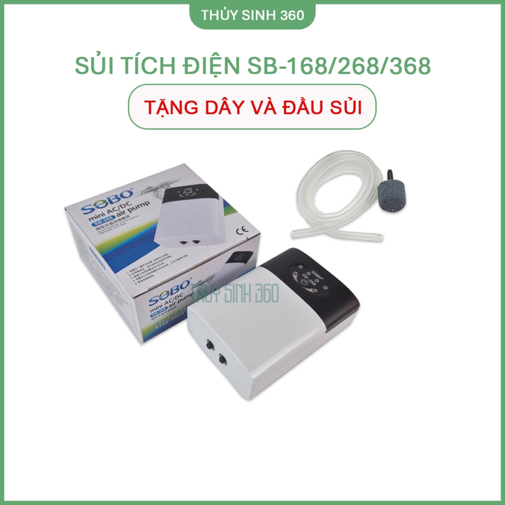 Máy Sủi Oxy Tích Điện Sobo SB-168/268/368 - Phòng Cúp Điện Cho Hồ Cá ...