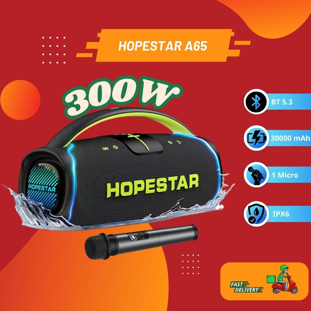 Loa Bluetooth Hopestar A65 Công suất 300W, pin 30000mAh, 1 mic không ...