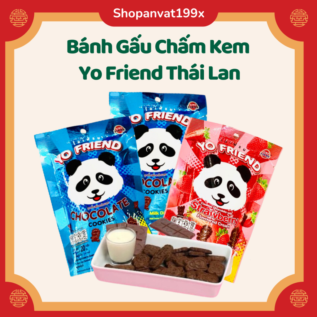 Bánh Gấu Chấm Kem Socola Dâu Yo Friend Cookies Thái Lan 25g | Shopee ...