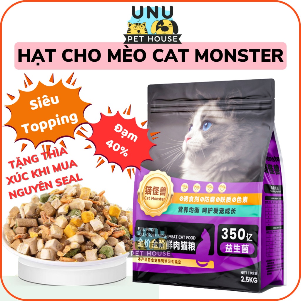 Hạt cho mèo trộn cùng thịt sấy khô Cat Monster không ngũ cốc dành cho ...