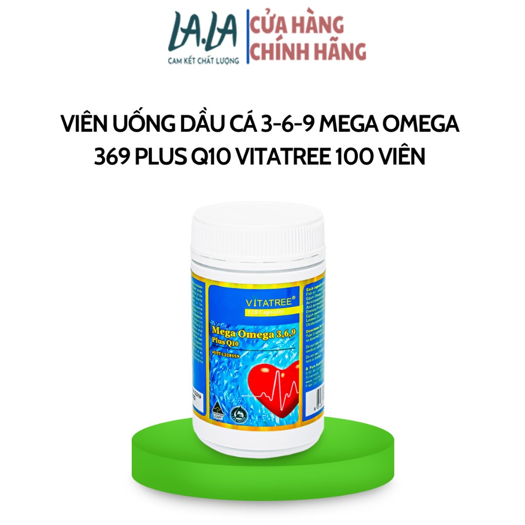 Viên Uống Dầu Cá 3-6-9 Vitatree Mega Omega 369 Plus Q10 Hỗ trợ tim mạch và não bộ 100 Viên ...