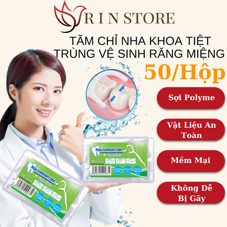 Tăm Chỉ Nha Khoa Chính Hãng Hộp 50 Chiếc Tăm Xỉa Răng Chỉ Nha Khoa Giúp Bảo Vệ Răng Miệng RIN ...