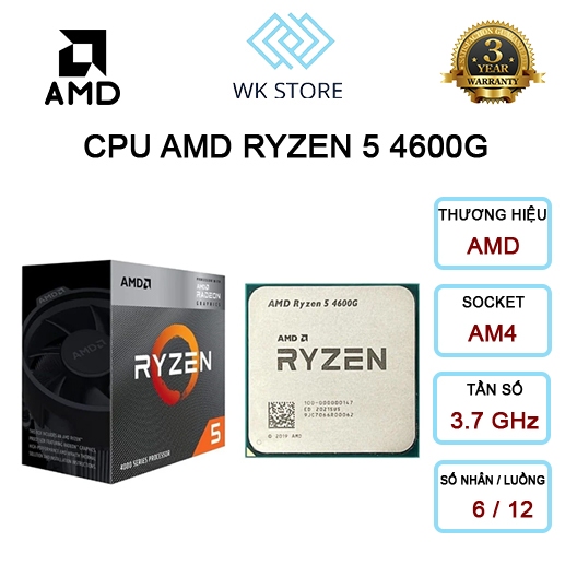 CPU AMD Ryzen 5 4600G | AM4, Upto 4.20 GHz, 6C/12T, 8MB, Box | Bảo hành 36 Tháng | Shopee Việt Nam