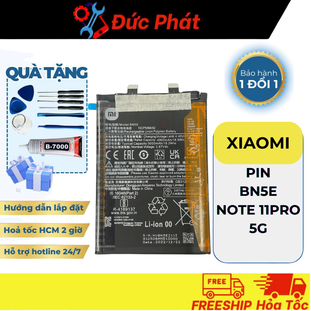 PIN Xiaomi BN5E / Note 11Pro-5G ( Tặng keo dán và bộ sửa) | Shopee Việt Nam