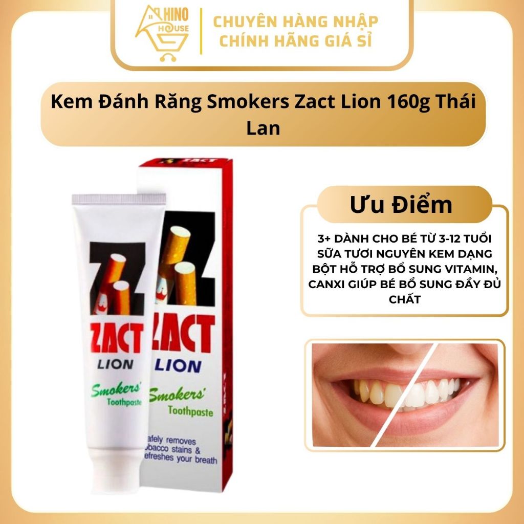 Kem Đánh Răng Smokers Zact Lion 160g Thái Lan Làm Sạch Mảng Bám, Giúp Răng Trắng Sáng ...