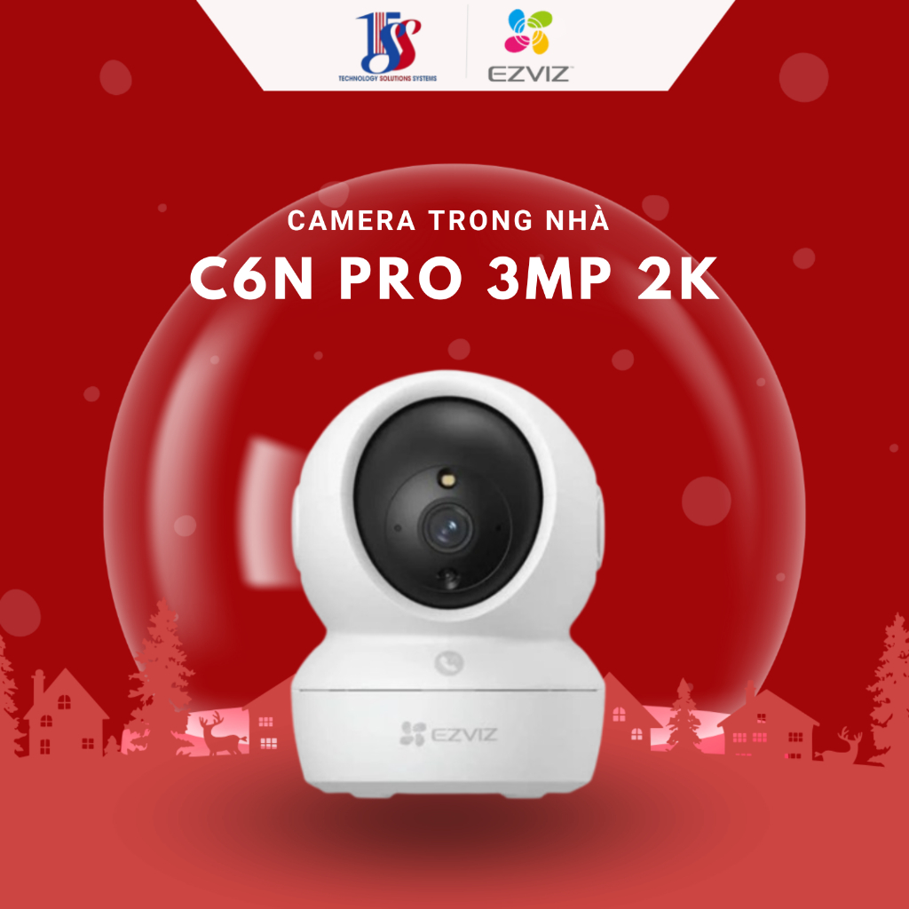 Camera wifi , Camera EZVIZ trong nhà C6N Pro Color 2K (3MP), xoay 360, đàm thoại, ghi hình màu ...