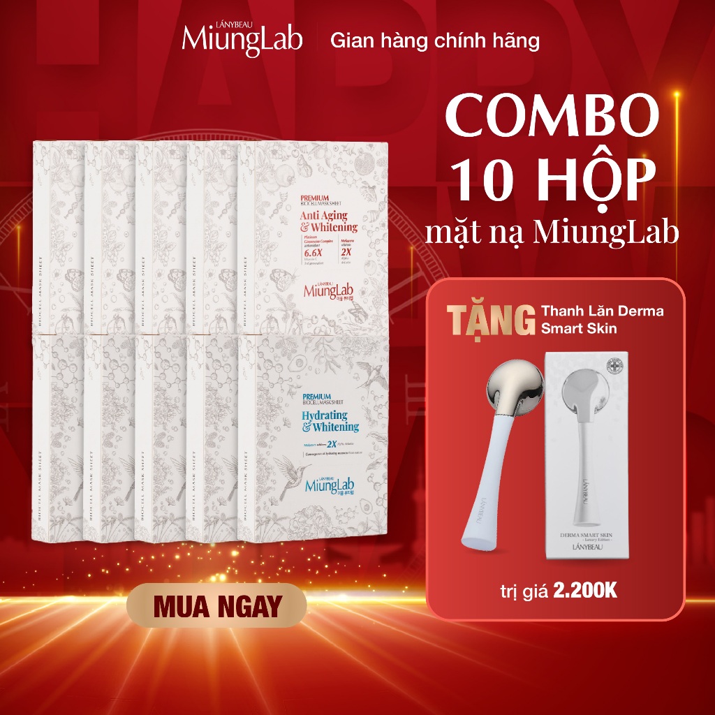 Combo 10 Hộp mặt nạ LÁNYBEAU MiungLab Premium Biocell Mask Sheet ( Anti ...