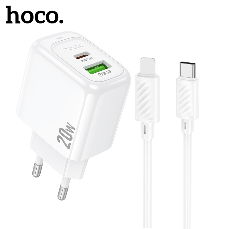 Bộ sạc Hoco CS54A có dây Type-C sang LN, sạc nhanh PD20W+QC3.0, cổng cắm USB + Type-C | Shopee ...