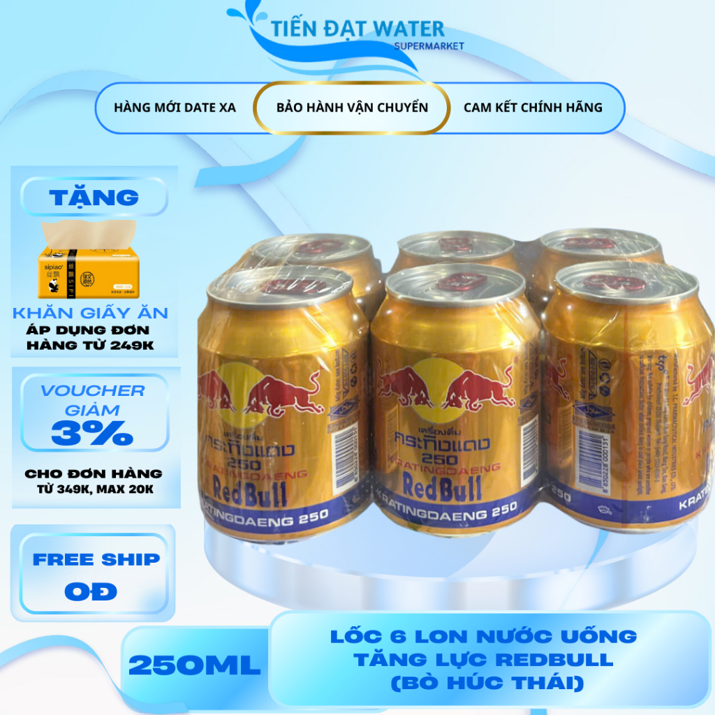 Lốc 6 Lon Redbull Thái 250ml – Nước Ngọt Tăng Lực Bò Húc Thái, Bứt Phá ...