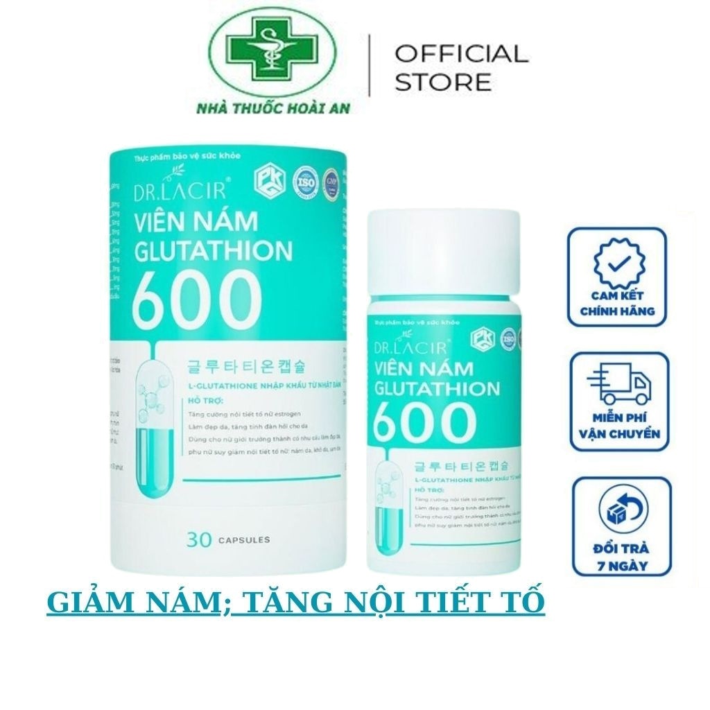 Glutathione 600 Dr Lacir viên uống trắng da chính hãng giảm thâm nám, trắng da | Shopee Việt Nam
