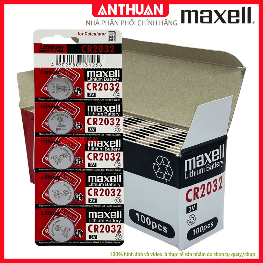 Pin 3V CR2032 Maxell Pin cúc áo dùng cho remote, máy tính, smartkey ...