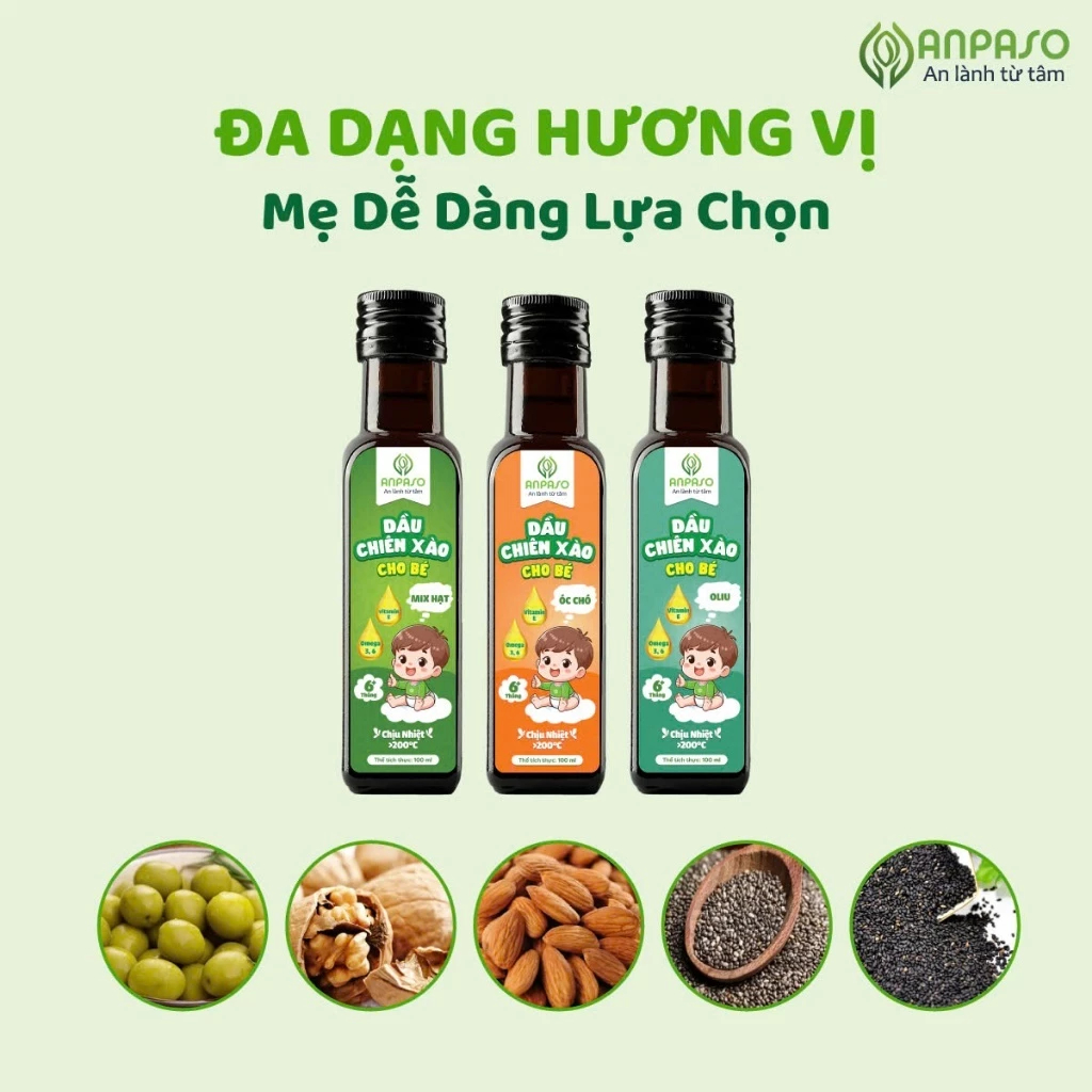 [ CHÍNH HÃNG ] Dầu chiên xào Bổ não cho bé ăn dặm Anpaso- 3 loại - Oliu ...