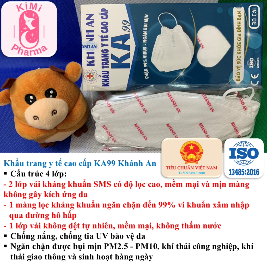 Khẩu trang y tế KA99 Khánh An, 4d, kf94 cao cấp – 30 cái/hộp | Shopee ...
