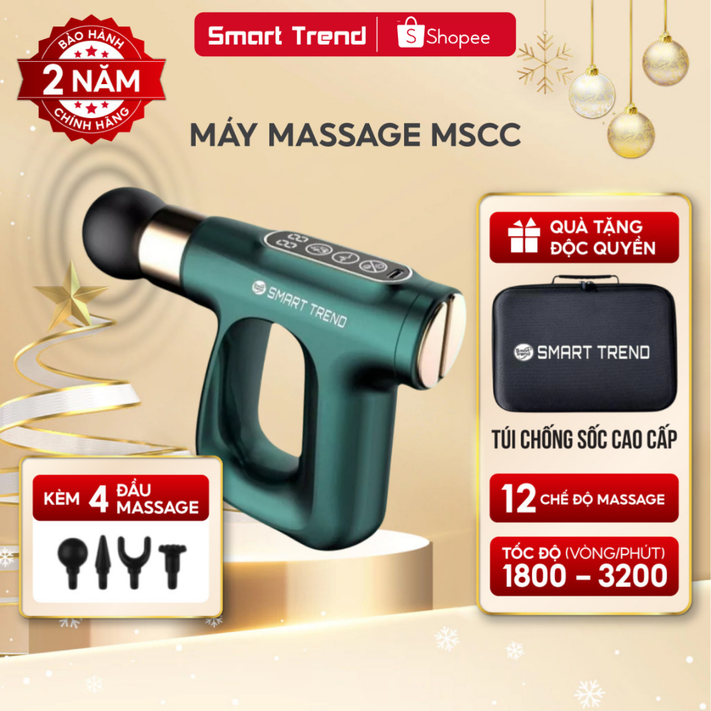 Máy massage cầm tay đấm lưng có chức năng xung điện 4 đầu 12 chế độ cao cấp Smartrend MSCC ...