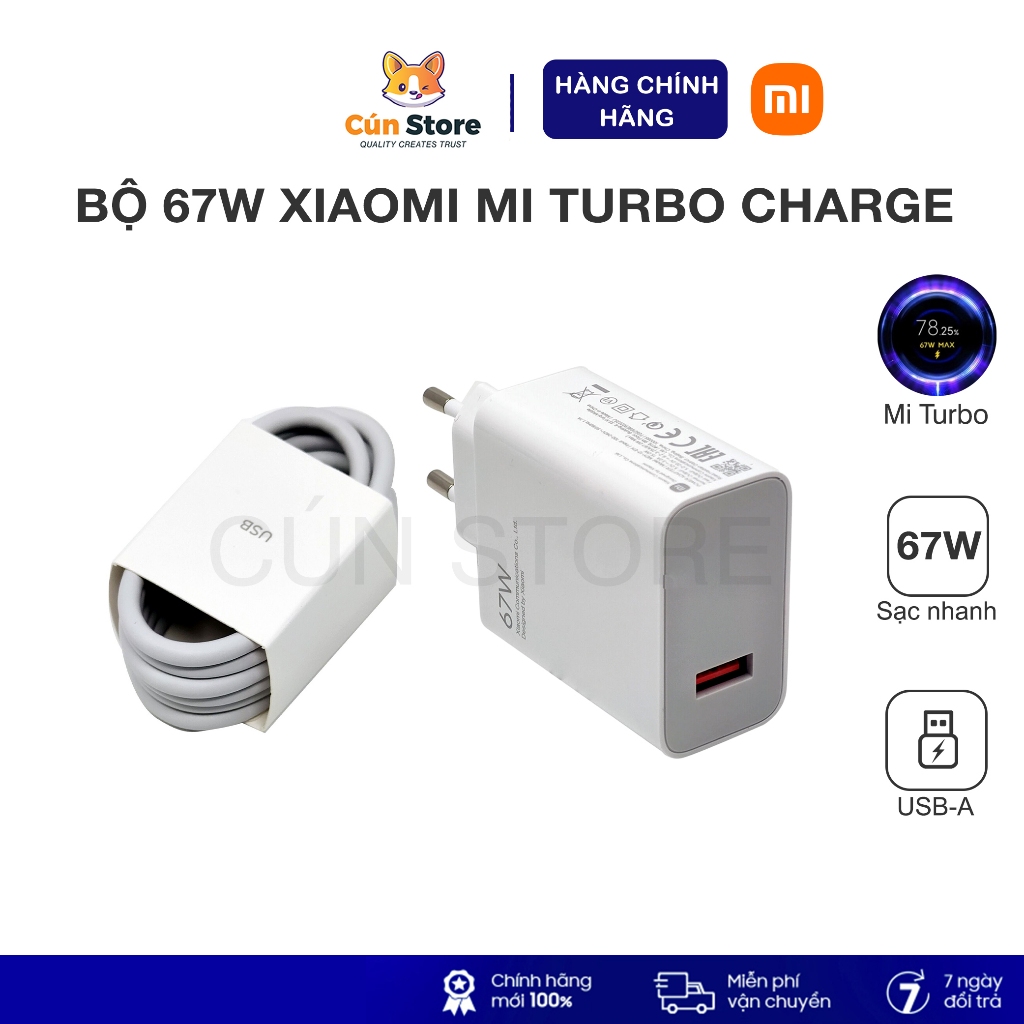 Bộ sạc Xiaomi Mi Turbo 67W sạc siêu nhanh cho Mi 13T, Mi 14T, Redmi K40 bóc máy | Bảo hành 6 ...