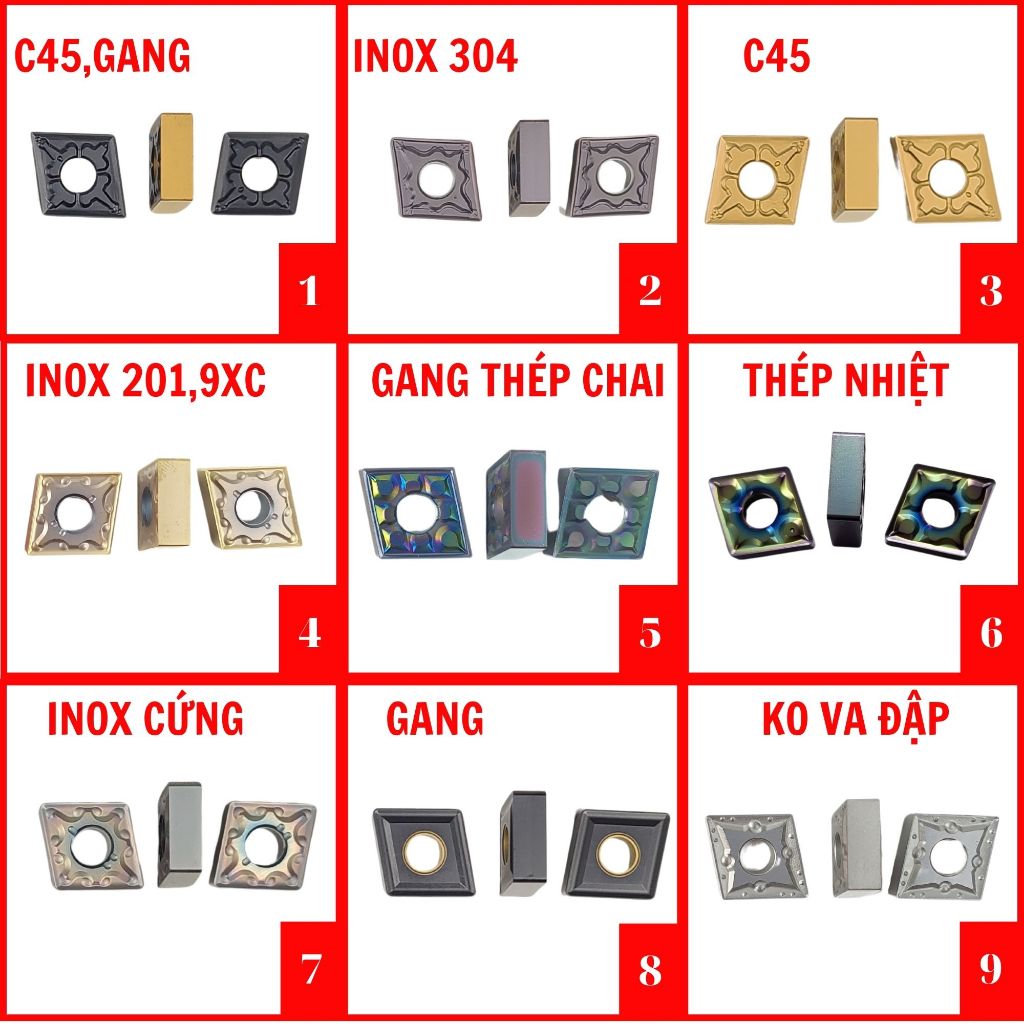 Mảnh chíp CN12 C12 tiện thô tinh sắt thép c45 9xc gang nhôm gỗ nhựa ...