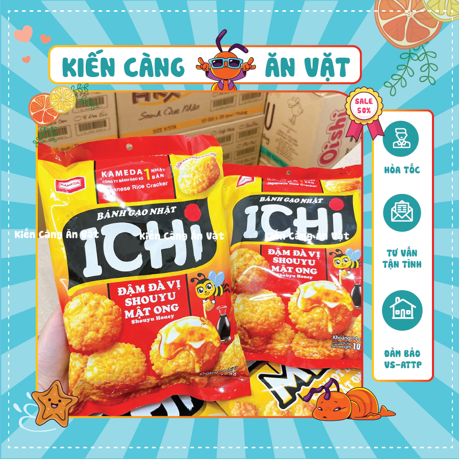 Bánh gạo Nhật Ichi vị mật ong Kameda (Gói 100g), Bánh Gạo Nhật Ăn Vặt ...