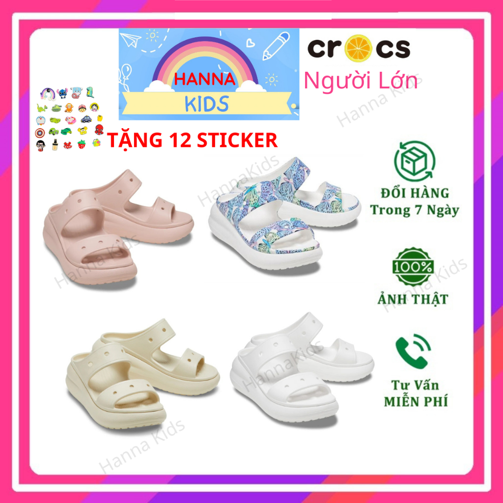 Dép Cross 2 Quai Ngang Đế Cao 7cm HannaKids Cho Nữ Cros Sandal Crush ...