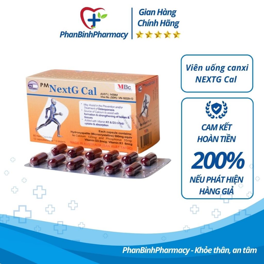 Viên uống canxi NEXTG Cal hữu cơ nhập khẩu từ Úc chính hãng-Hộp 60 Viên ...