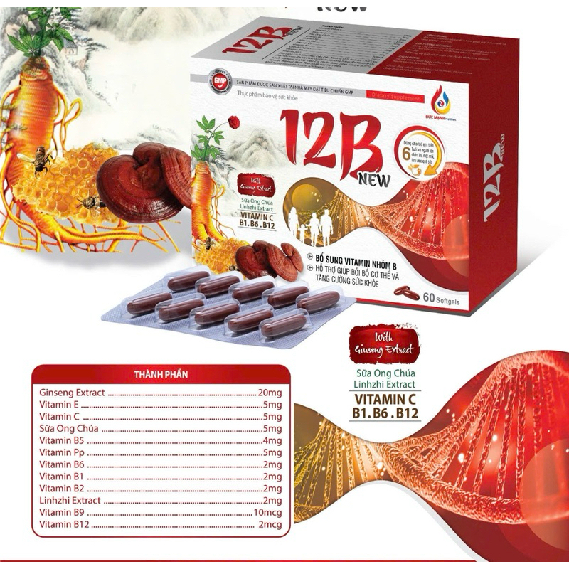VIÊN UỐNG 12B NEW - VITAMIN 12B TỔNG HỢP (With Ginseng Extract ...