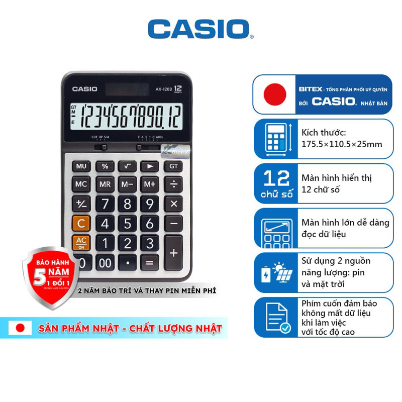 Máy tính Casio Ax-120B Chính Hãng | Shopee Việt Nam