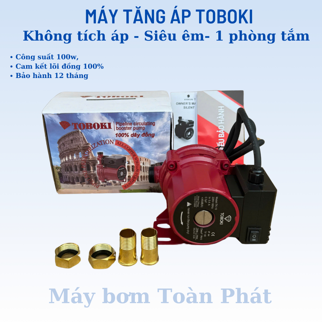 Máy bơm tăng áp TOBOKI phòng tắm ,1 thiết bị máy giặt, không tích áp ...