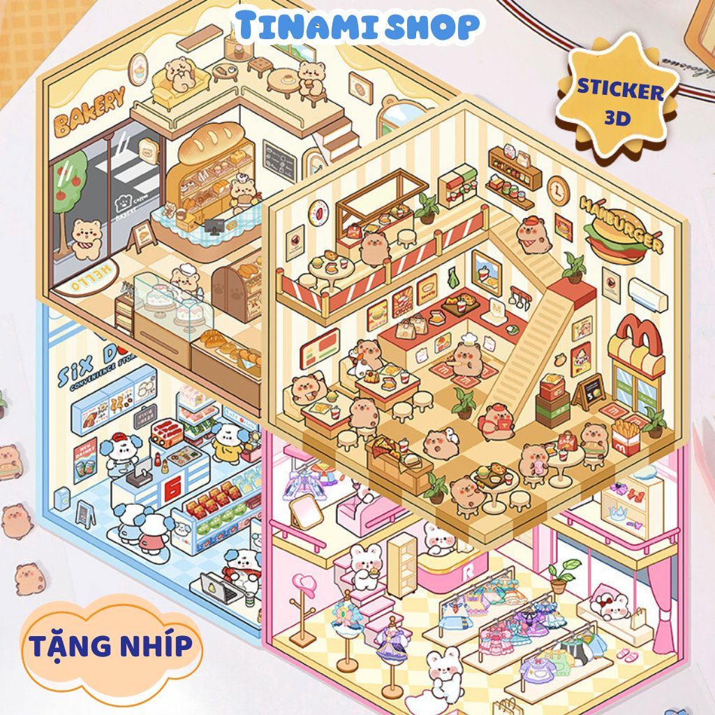 Miniscape 3D sticker 3D đồ chơi giảm stress bộ dán trang trí mô hình ...