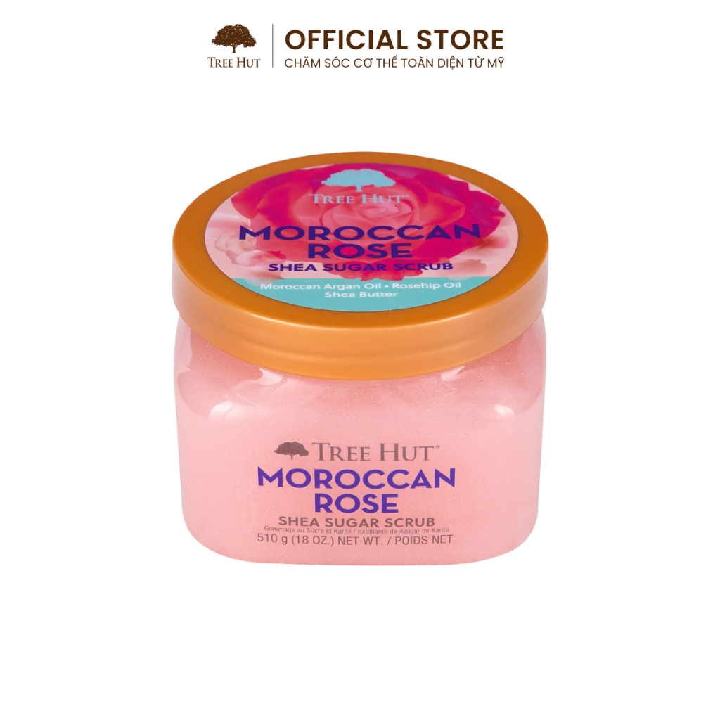 Tẩy tế bào chết cơ thể Tree Hut Moroccan Rose Shea Sugar Scrub, dưỡng ...