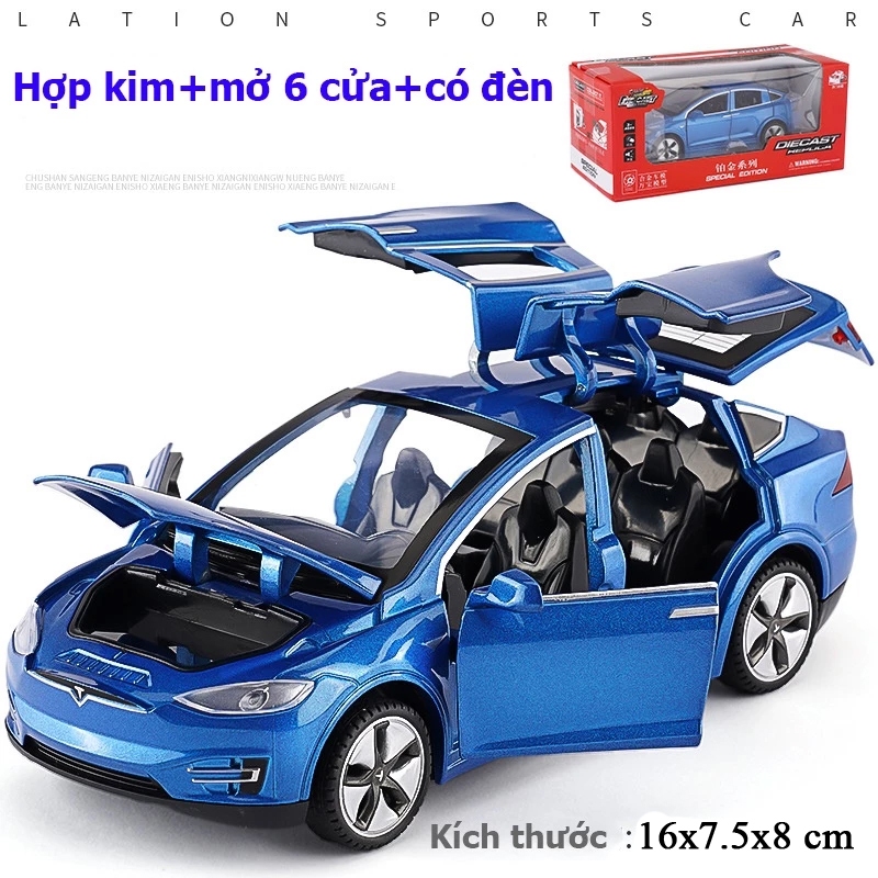 Mô hình xe Tesla Model X KAVY bằng hợp kim có nhạc đèn mở được tất cả ...