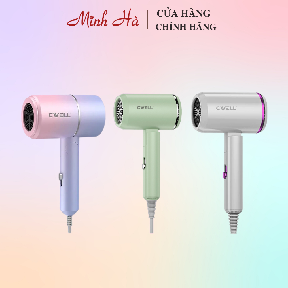 Máy sấy tóc CWELL Hair Dryer với 2 chế độ sấy và ánh sáng xanh bảo vệ ...