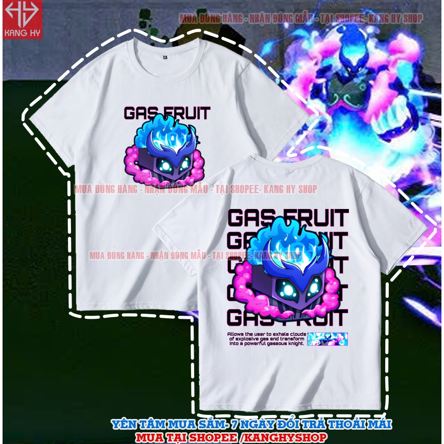 Áo Thun Trái Gas fruit Blox Fruits Màu Trắng In 2 mặt Vải Mền Mát F727 ...