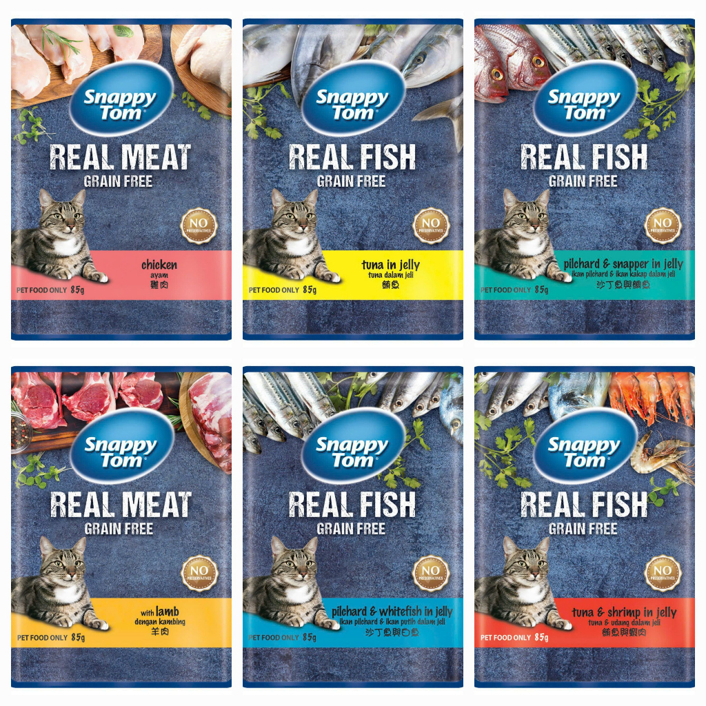 1 THÙNG 48 GÓI - Pate Snappy Tom Real Fish dành cho mèo 85g | Shopee ...